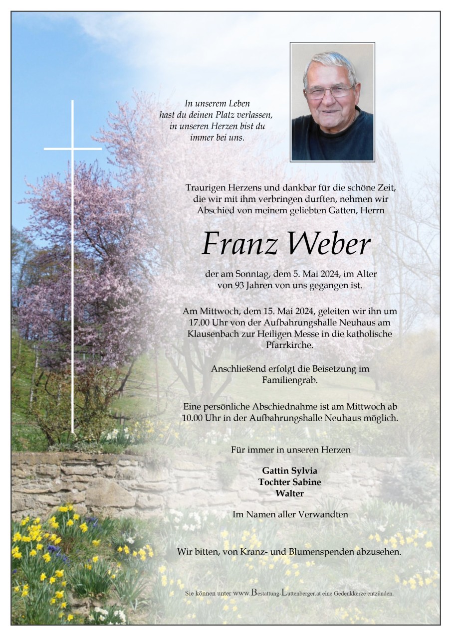 Abschied von unserem Ehrenobmann Franz Weber - Aktuelles - SPÖ Neuhaus ...